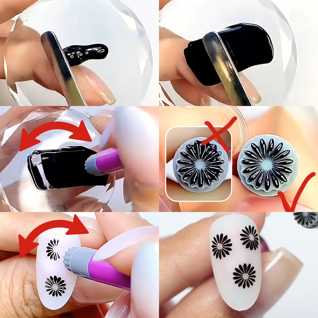 6Pcs/Set Nail Art Stamp Pen Set - Nail Art Flower Stamping DIY Dotting ...