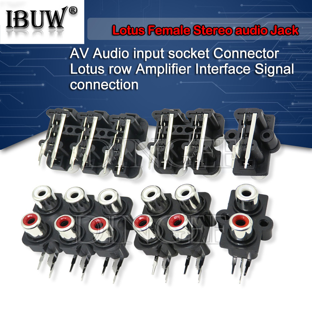 5PCS 2/4/6 Hole RCA Female Stereo Audio Jack AV Audio Input Socket ...