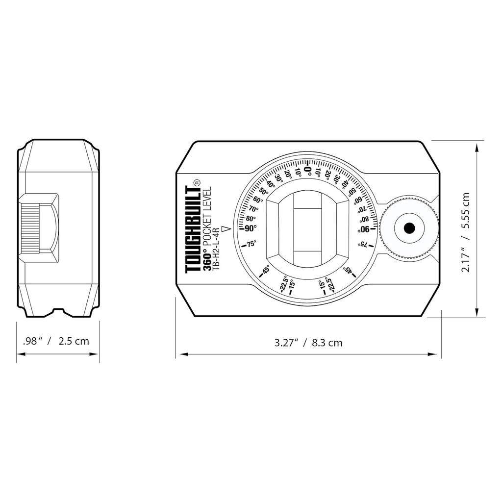 TOUGHBUILT TB-H2-L-4R 360 Degree Pocket Level Magnetic Level Power Tool ...