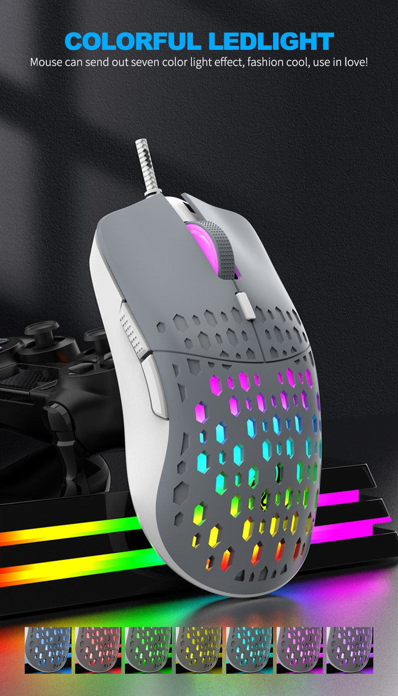 METMI x Raiku G701 RGB Wired Gaming Mouse - Honeycomb Shell Design 4 ...