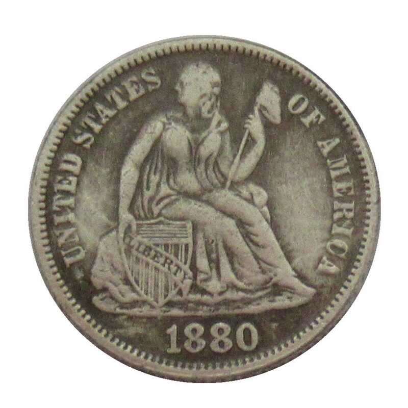 National Cultural Classic American Flag 10 Cent 1880 Silver Plated ...