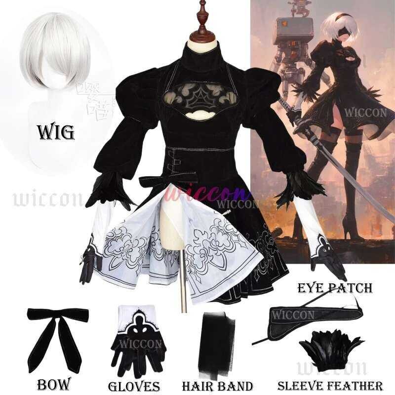 Nier Automata Yorha 2B Cosplay Suit Anime Women Inner Print Outfit ...
