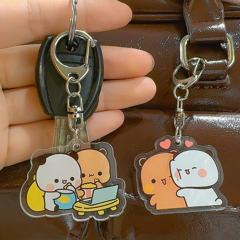 Fashion Sweet Cute Bubu Dudu White Grey Couple Kiss Bear Acrylic ...