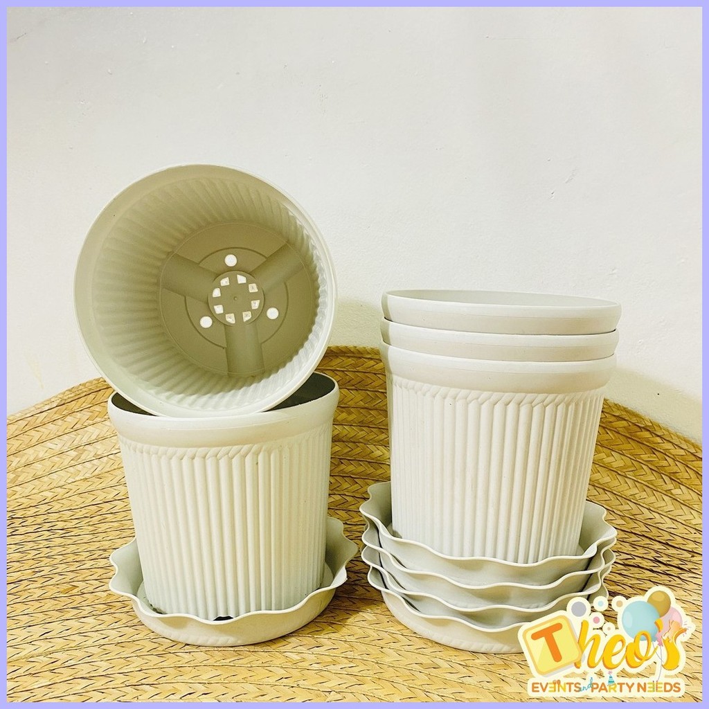 CORINTHIAN LUDU POT WITH PLATE Paso para sa halaman Round Pots Nursery ...