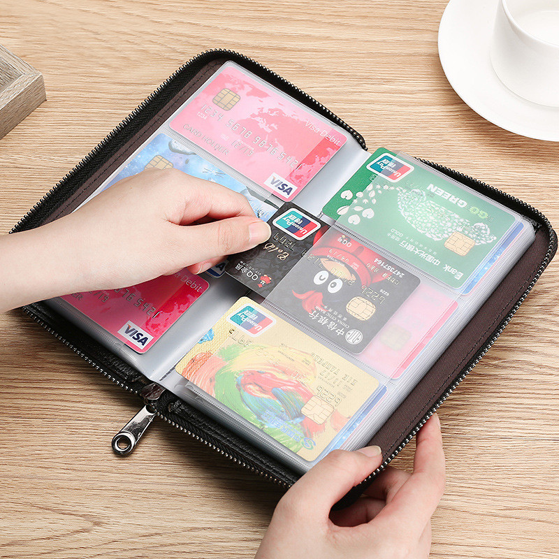Multifunctional Zipper Large-Capacity Card Holder Men Women Multi-Card ...