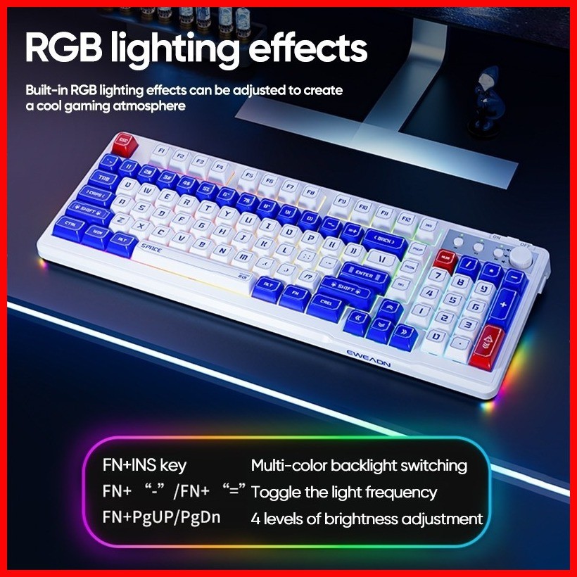Zeus Wired Gaming Keyboard Mecha Gundam Style 98 Keys USB Mechanical ...