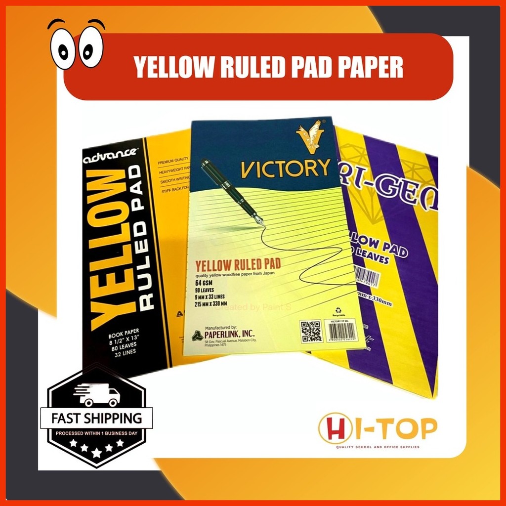 ¤ ๑ Yellow Pad Paper Long Writing Pad Sold per ream (10pads) Victory l ...