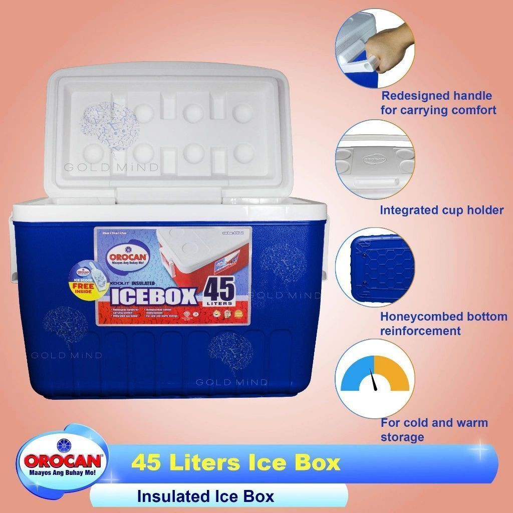 ♒ OROCAN BRAND COOLER ICE BOX ICE CHEST INSULATED COOLER 45 LITERS & 65 ...