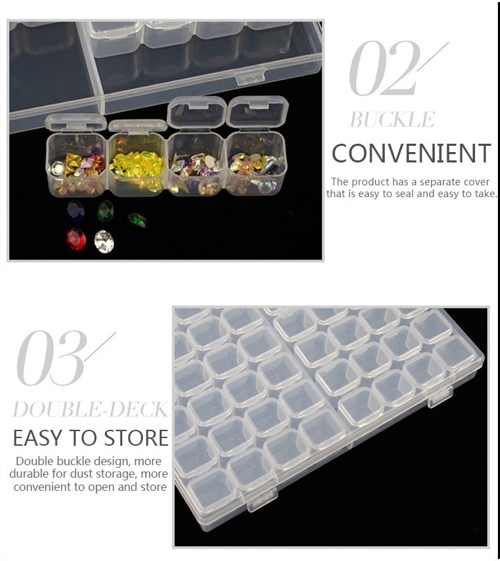 56 Grid Diamond Jewelry Storage Box Diy Removable Clear Plastic Cases ...