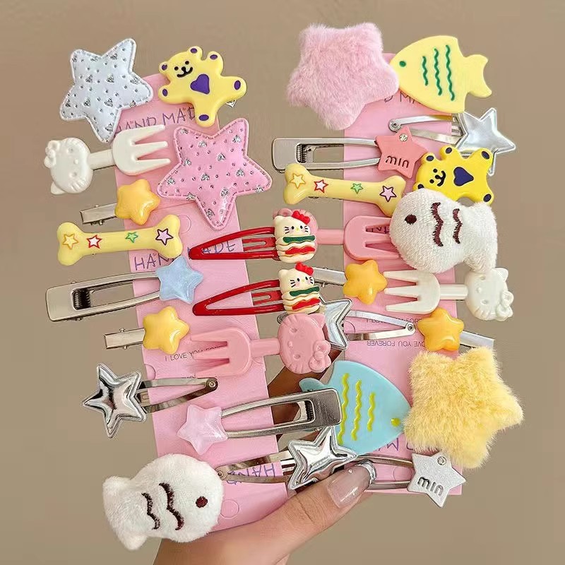 15 Pieces Set!Sweet Cute Girl kitty Hair Clip Bangs Side Clip Sweet ...