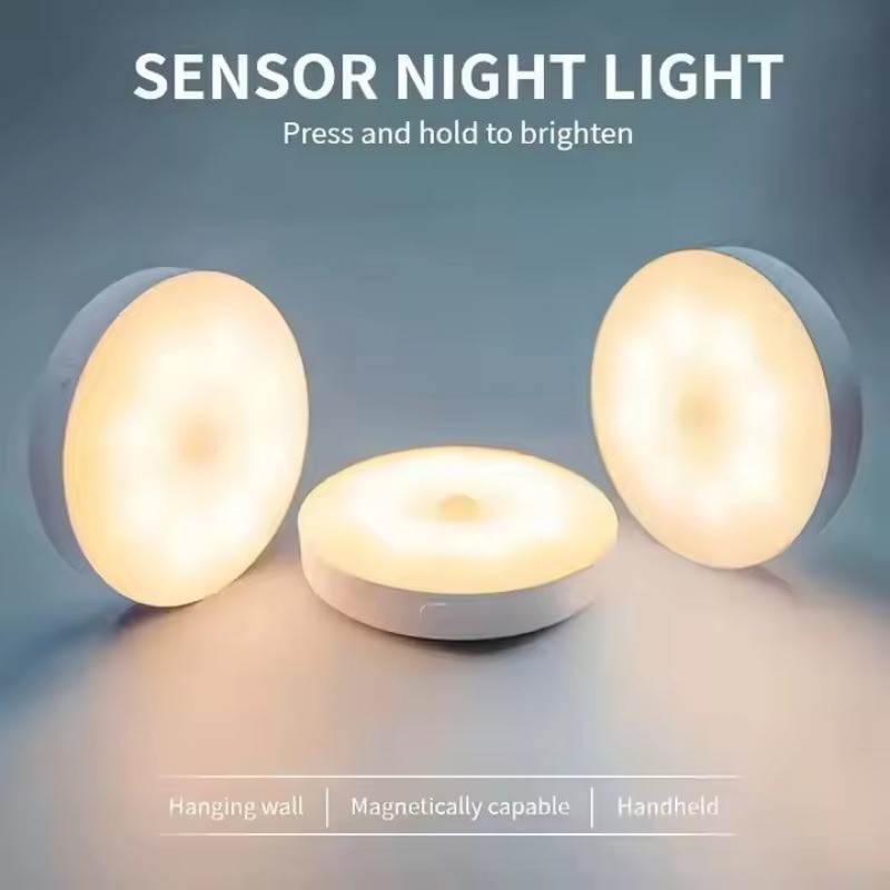 USB Rechargeable Stick-on Push Night Light Mini Tap Push LED Lamp for ...