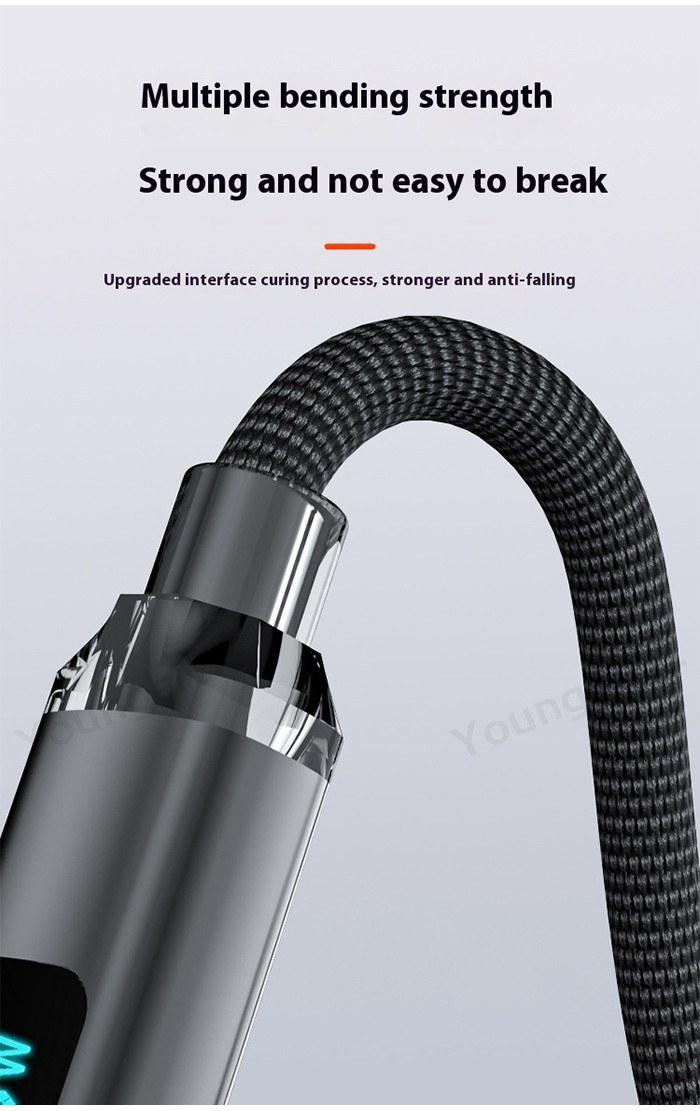 Intelligent Digital Display Dual Type C Data Cable For ios15/16 Type C,Transparent 120W Super ...