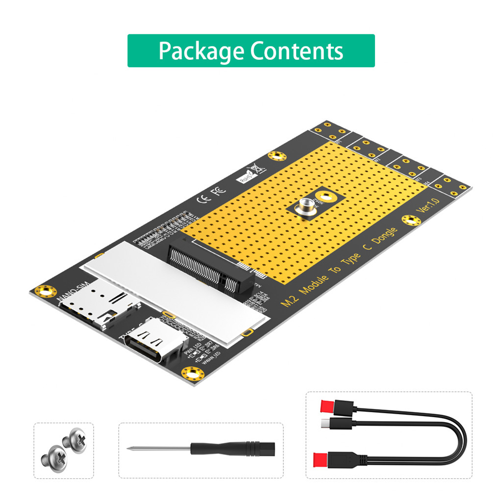 M.2(M.2) 3G/4G/5G Module to Type C/USB 3.0 Adapter with NANO SIM Card ...