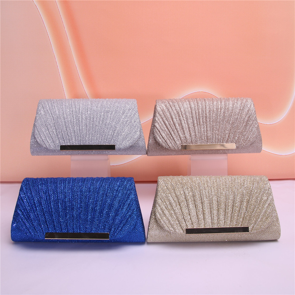 Brand New Female Bag Atmospheric Simple Fine Flashing Pleated Clutch ...