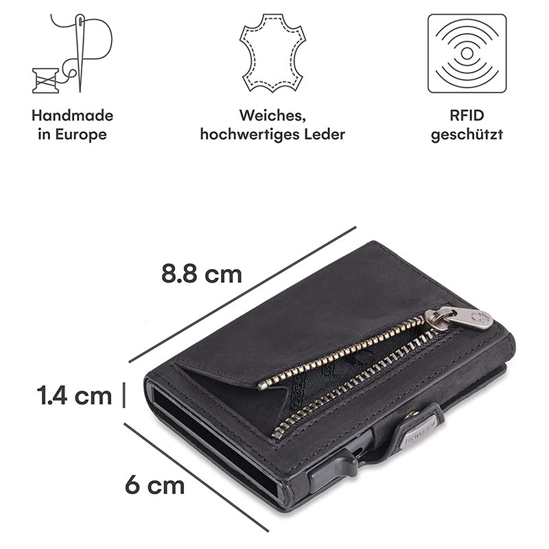 Ultra-thin Men'sLeather Wallet with RFID Protection Push Up Card Holder ...