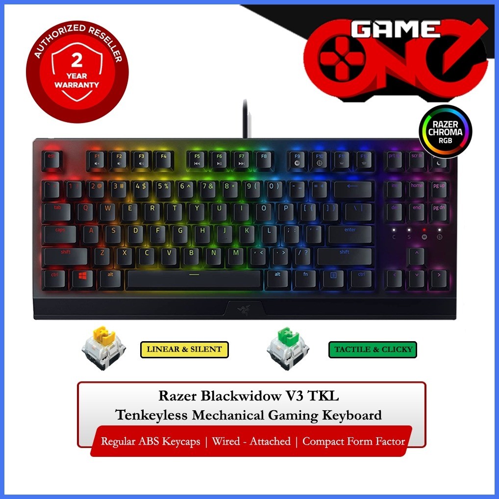 Razer Blackwidow Chroma V3 TKL Compact Wired Mechanical Keyboard ...