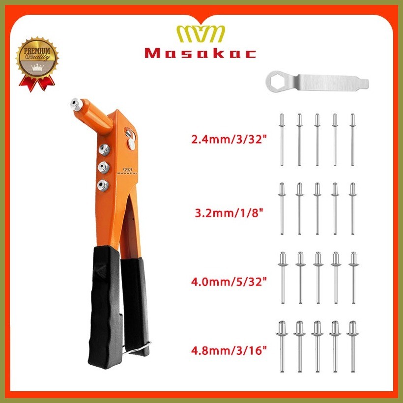 Heavy Duty Riveter Set,Manual Pop it Metal Rivet Gun and Blinds Rivets ...