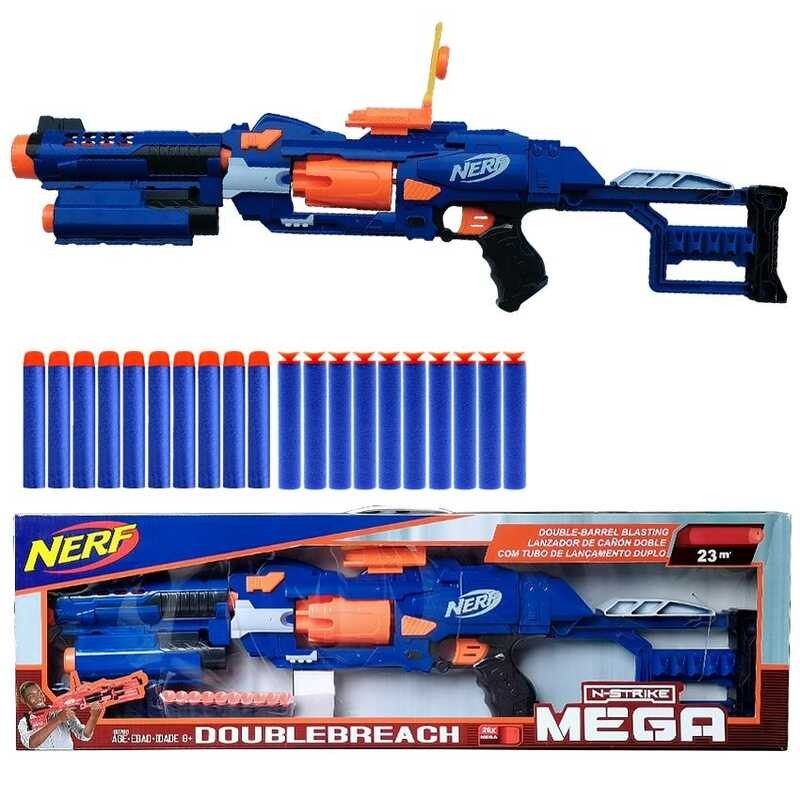 Nerf Double Breach N-Strike Mega Double-Barrel Blating Electric Toy Gun ...