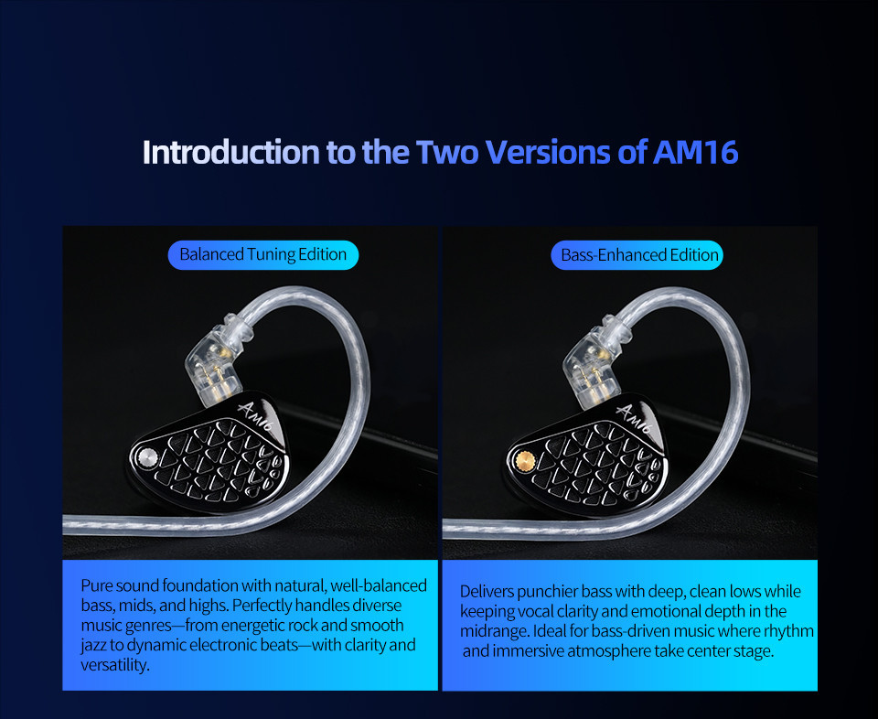KZ AM16 Wired Earphone 16 Balanced Armature Drivers Hi-Res In-Ear HIFI Monitor Earphones ...
