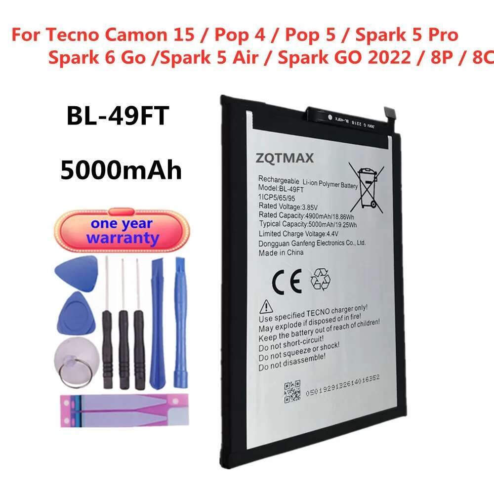49FT BL Battery For Tecno Pro 6 Go Air Camon 15 Pop 4 5 Spark GO 2022 ...