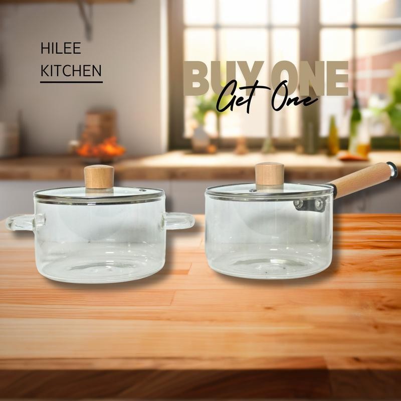 BUY GET 1 GLASS DOUBLE Handle/ SINGLE HANDLE POT Cookware | Shopee ...