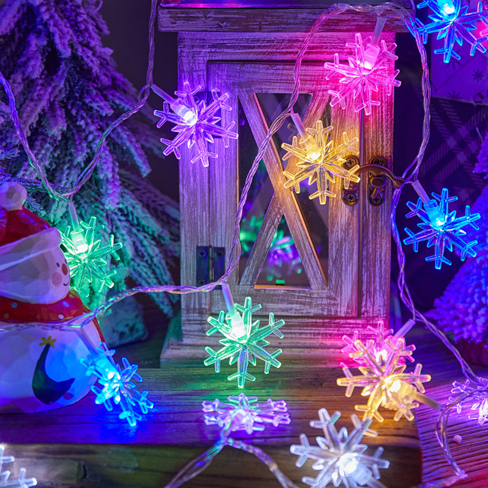 Solar Christmas Lights Snowflake String Lights 8 Modes Party Decoration ...