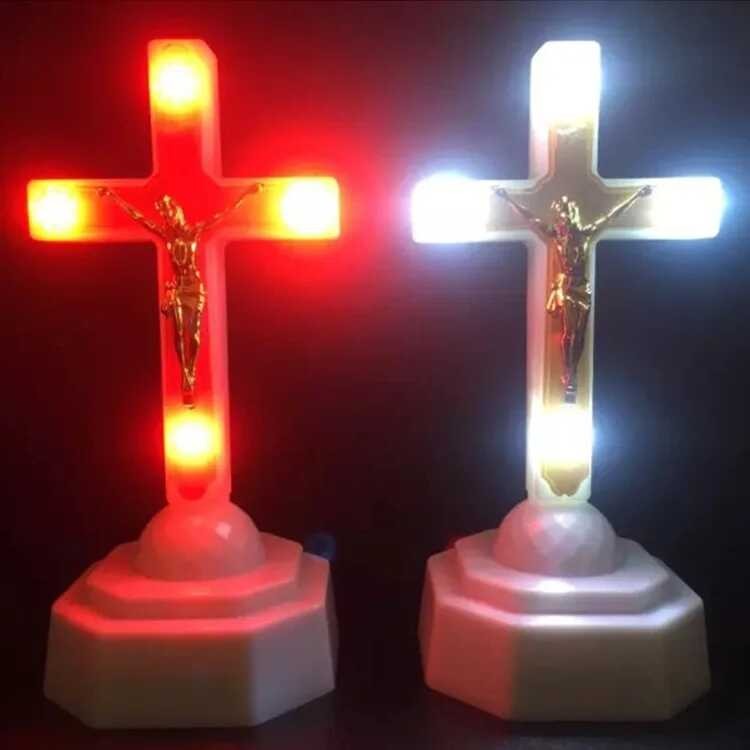 Electronic LED Small Cross Jesus Eucht Cabinet Vigil Light Bitter Image ...
