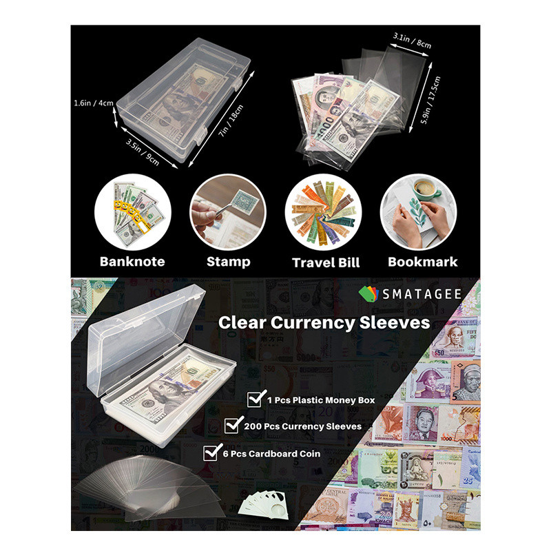 100 USD Banknote Sets With 1 Collection Box Plastic USD Banknote Clip ...
