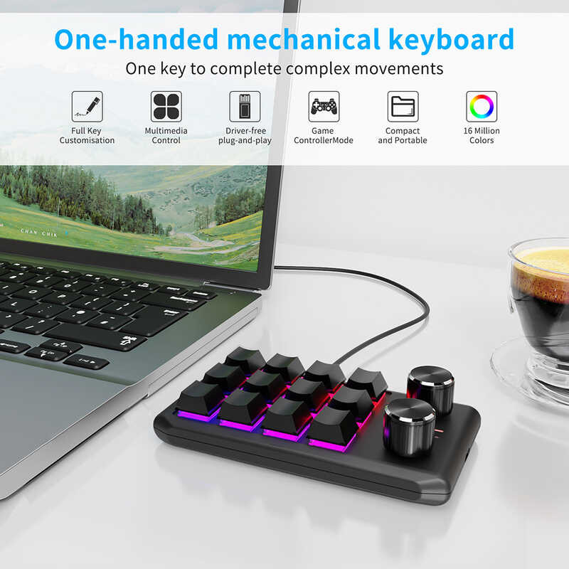 Ro Programing Custom Knob Keyboard RGB 12 Key Copy Paste Mini Button ...