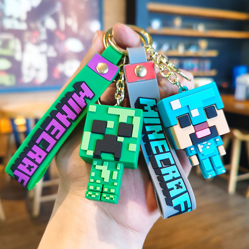 Minecraft 3D Sandbox Game Keychain Minecraft Couple Keychain Claw ...