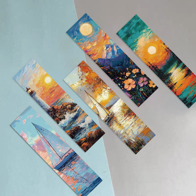 30Pcs/set Cartoon Romantic Oil Painting Style Bookmarks Creative DIY ...
