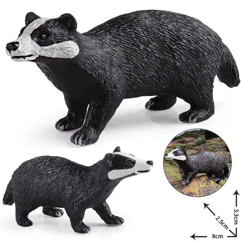 Simulated animal toy model badger, dog badger, weasel family mountain ...