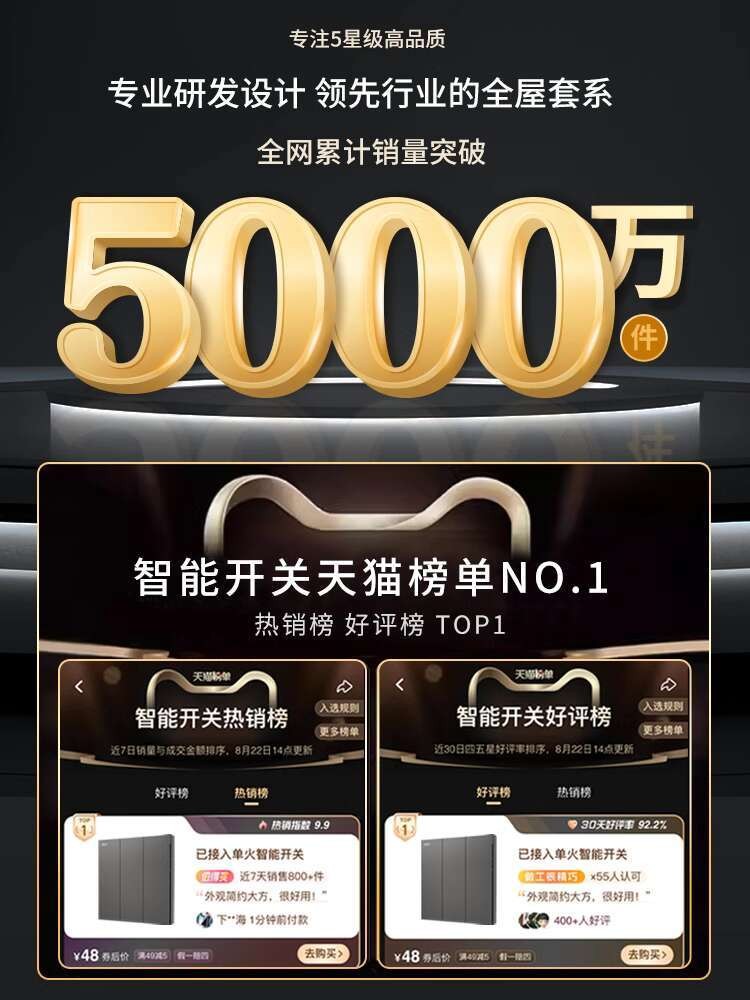 Mijia K60 Bluetooth single zero fire whole house intelligent switch ...