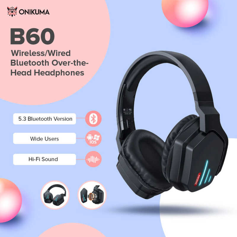 Onikuma B60 LED Light Bluetooth Gaming Headset With Microphone Over ...