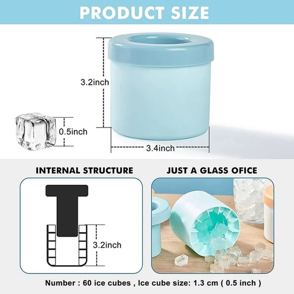 40/60Grid Silicone Ice Cube Mold Round Ice Bucket Homemade DIY ...