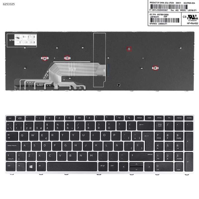 SP 0 Laptop Keyboard For HP Probook 450 455 470 G5 Sier Frame Black D ...