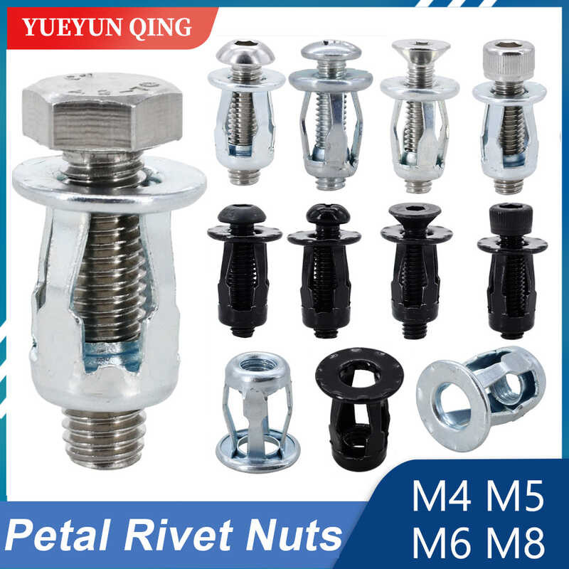 40/60Pcs Petal Shape Metal Rivet Nut Expansion Screw Bolt Jack Nuts M4 ...