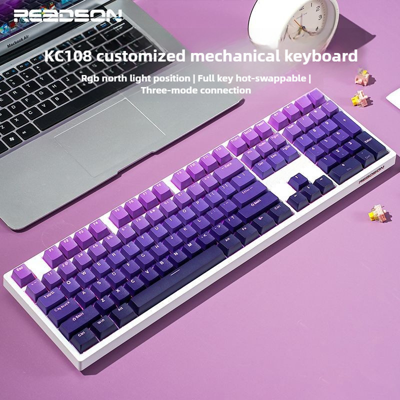 MATHEW KC108 3 Mode Connect Gradient Mechanical Keyboard RGB Light ...