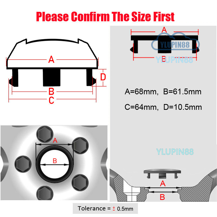 Car Diy 4pcs Car Wheel Center Cap Rims Hub Covers Modification 68mm For ...