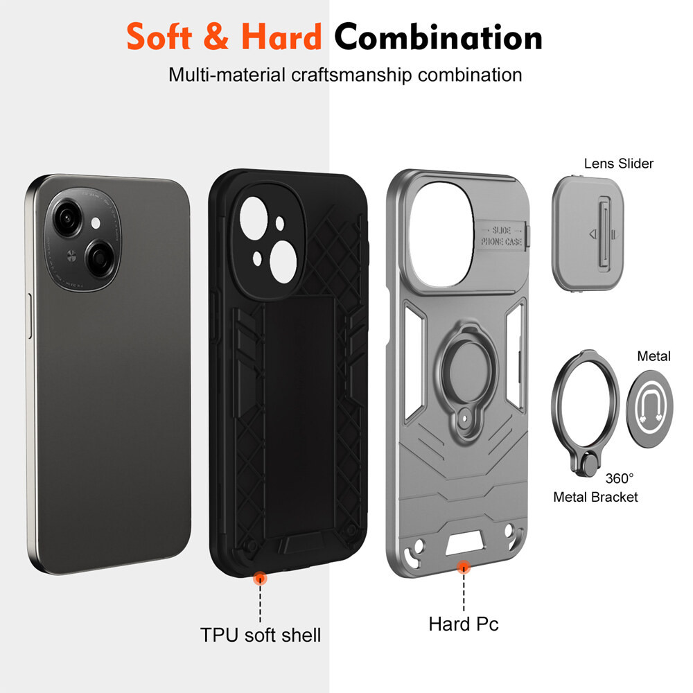 KEYSION Shockproof Case for Tecno Spark Go 1 Silicone+PC Slide Camera ...