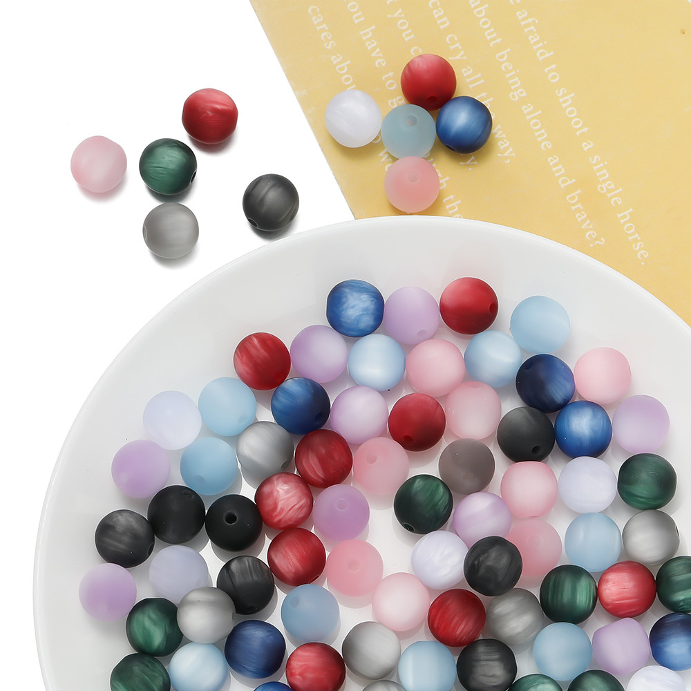 St. kunkka 8/10mm Resin Cat's Eye Beads 10Pcs Tricolor Gradient Round ...
