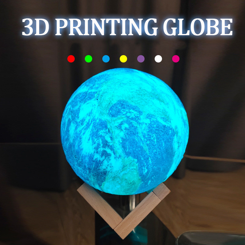 3D Printing Earth Globe World Map With Stand 16 Color Lights Home ...