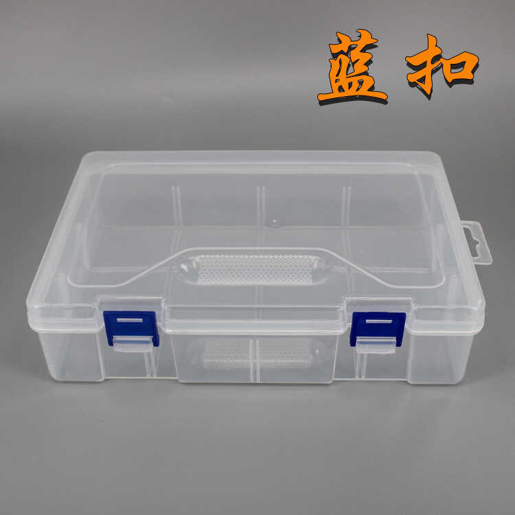 Rectangular transparent double buckle large plastic storage box with ...
