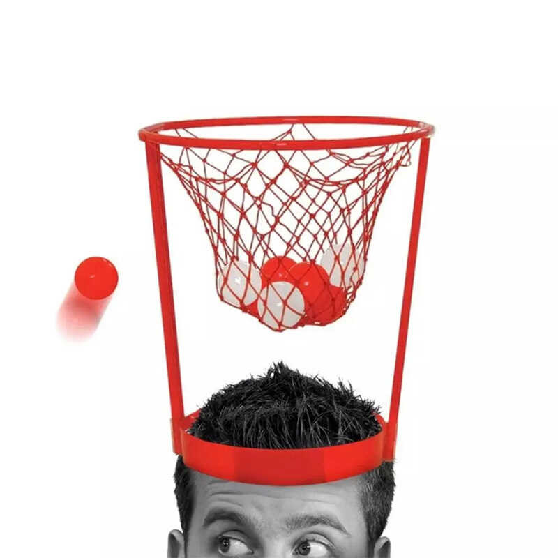 Top of the head basketball, wearing a pitching basket, indoor and ...