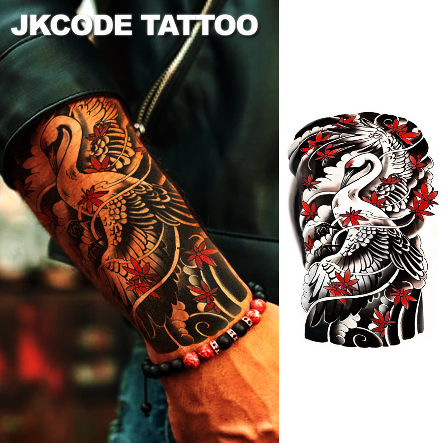 Dongying Style Red Colorful Large Size Fake Tattoo Crane Danding Crane ...