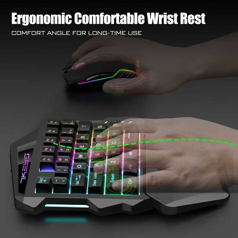 One Hand Wireless Gaming RGB Backlit Portable Mini Keyboard Game ...