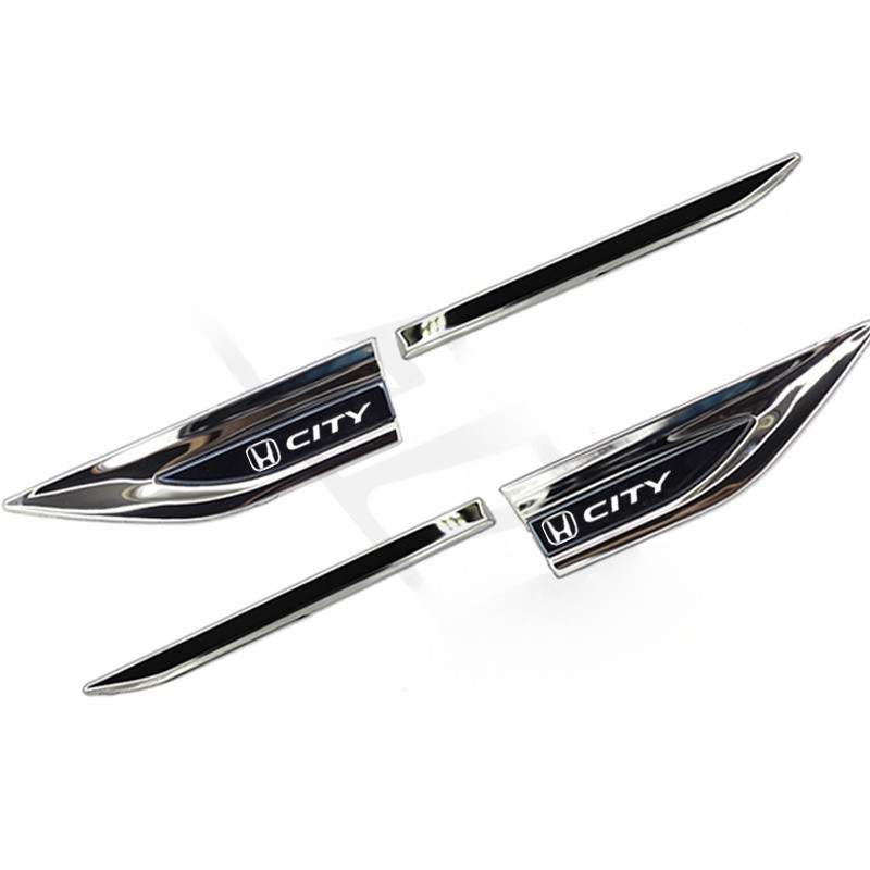 Honda City Stainless Steel Car Door Fender 3D Metal Side Logo Stickers（Left And Right) Creative ...