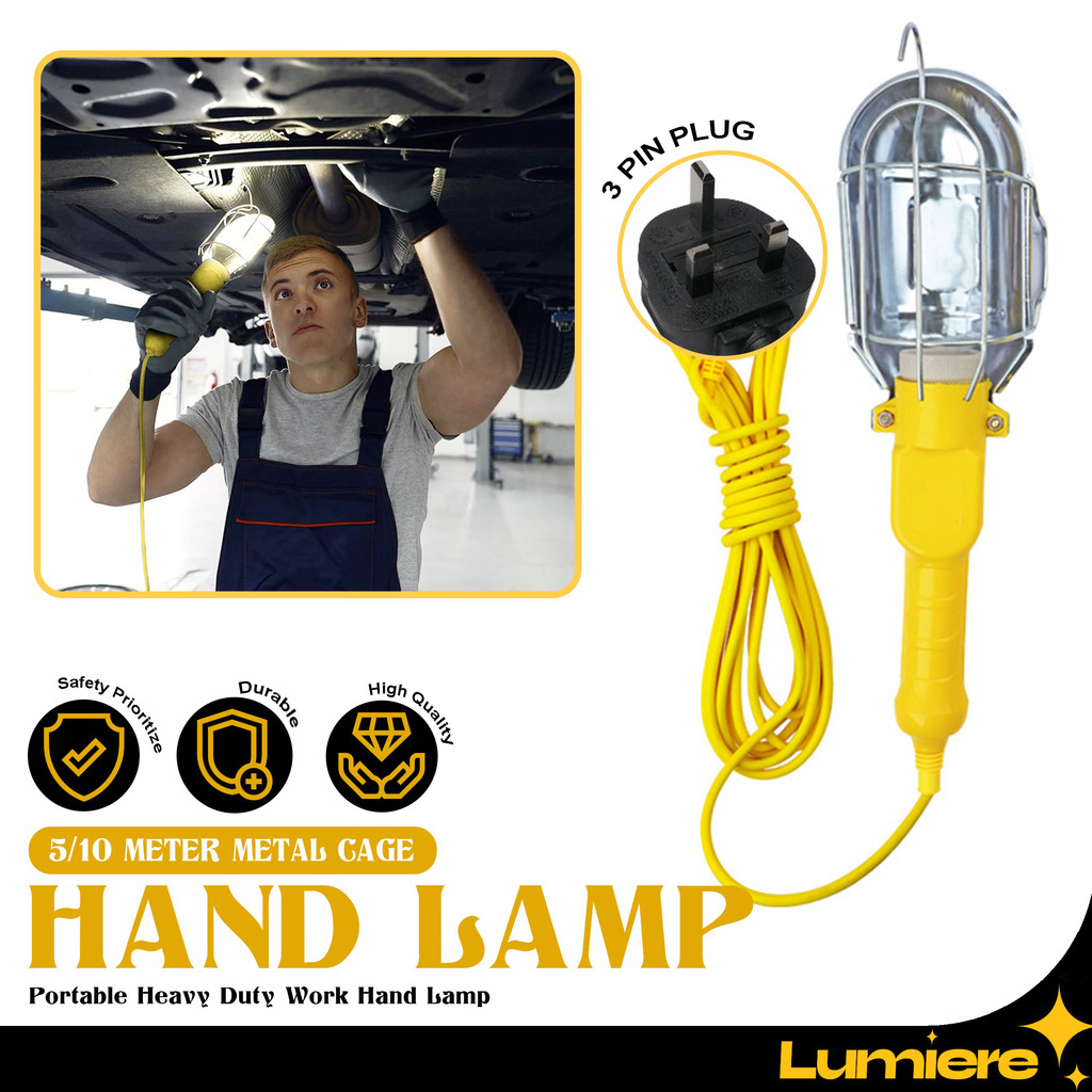 Portable Work Hand Light 5/10M Work Inspection Hand Lamp Holder Wire ...