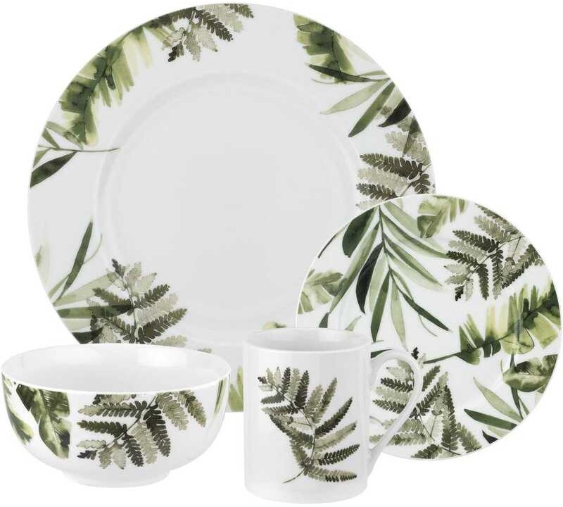 Spode Pressed Ferns Dinnerware 16 Piece Dish Set with ral Design ...