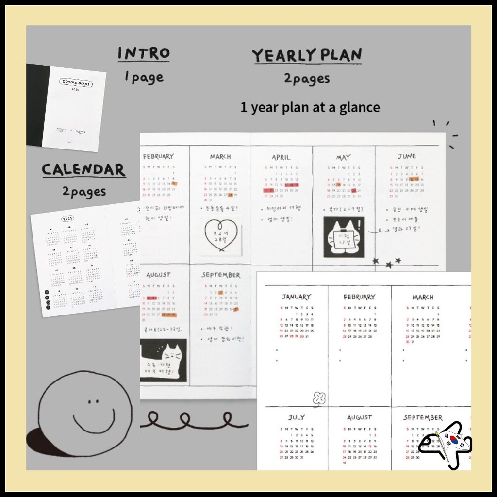 ♟ 2025 Iconic Doodle Diary/2025 Planner Diary Set/Diary+Stickers/2025 ...